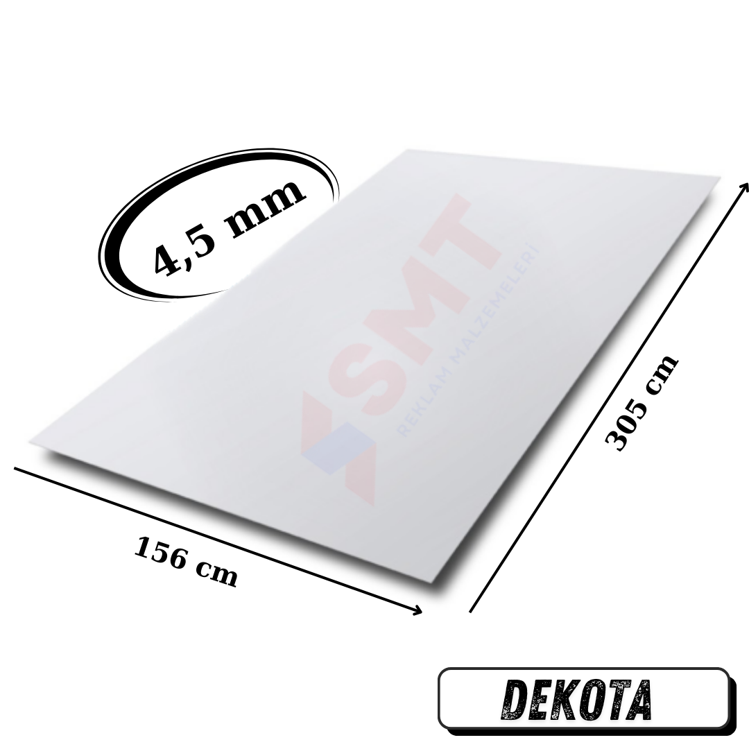Dekota Foreks Levha Beyaz 4,5mm 156x305cm - SMT Reklam Malzemeleri
